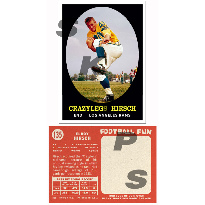 1958 STCC 135 Elroy CrazyLegs Hirsch Topps Los Angeles Rams Custom Card HOF